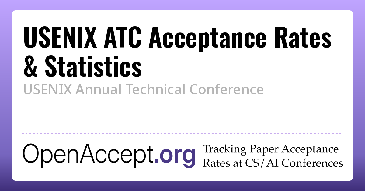 USENIX ATC Acceptance Rates and Submission Stats - OpenAccept